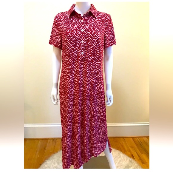 Norm Thompson | Dresses | Norm Thompson Red Dots Classic Dots Red Midi ...
